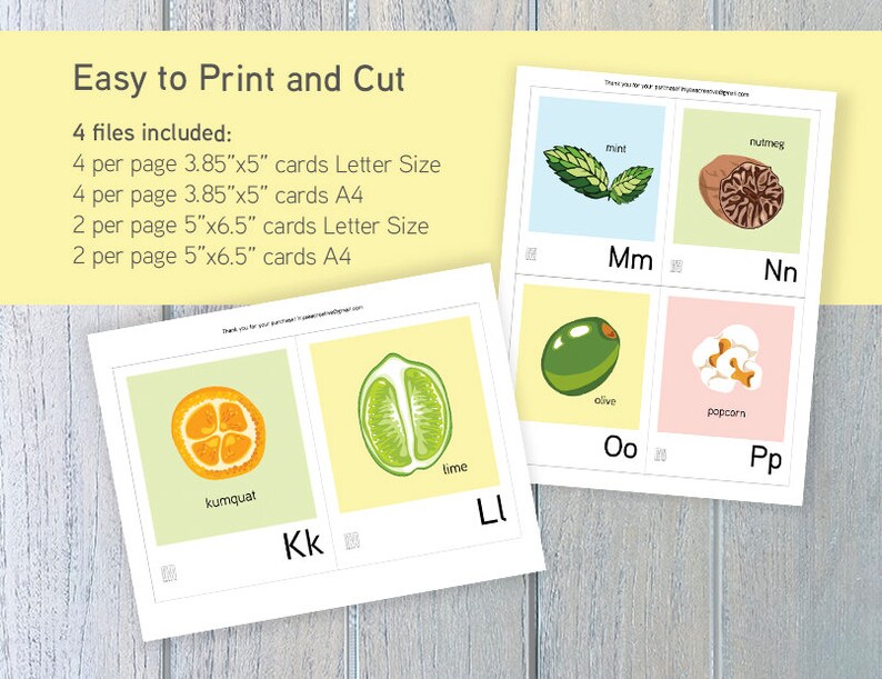 Alphabet Food Flashcards - Etsy
