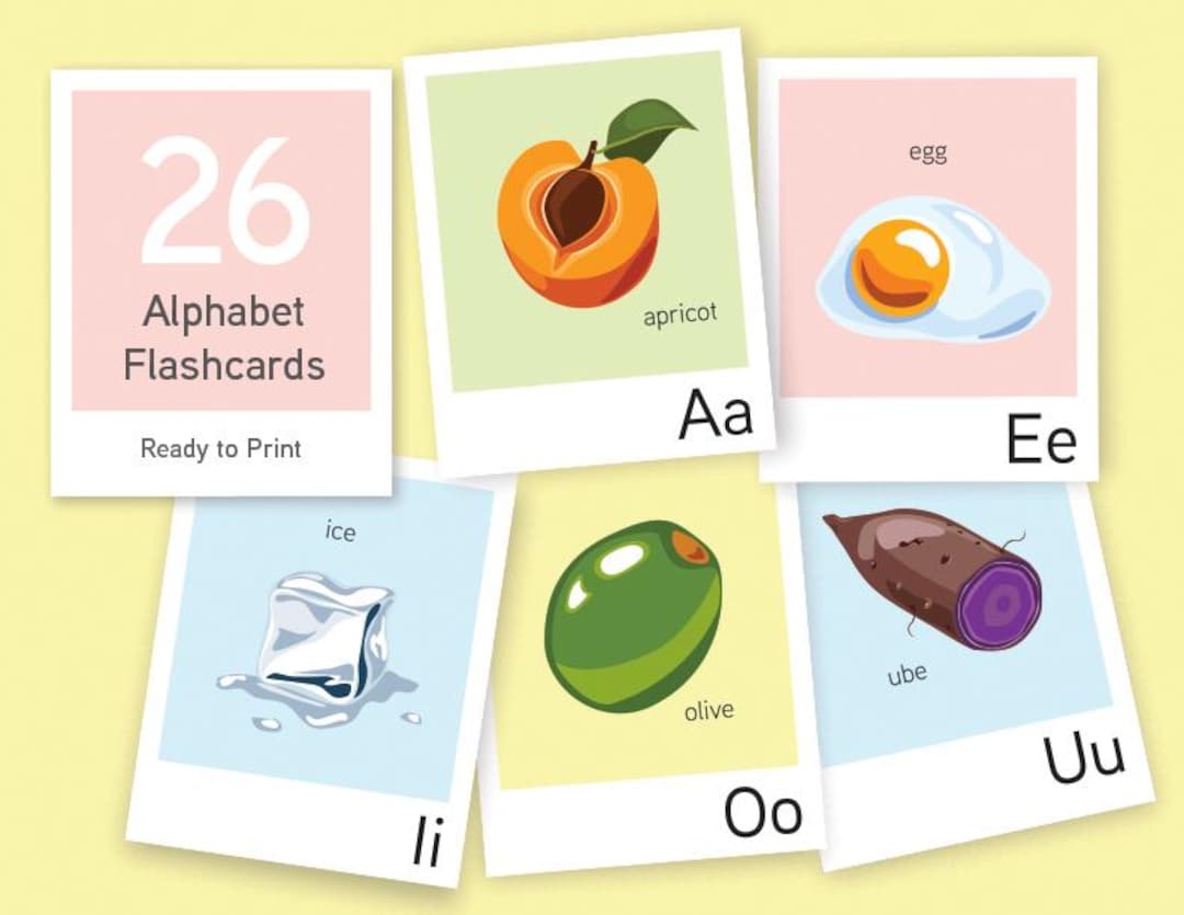 Alphabet Food Flashcards - Etsy