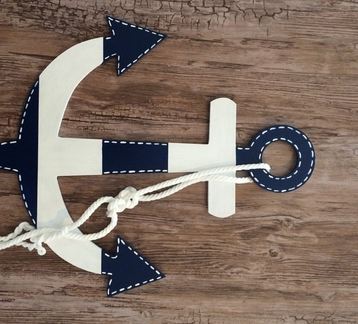 Custom Hand Painted Wood Wooden Anchor Nautical Nursery Decor - Etsy