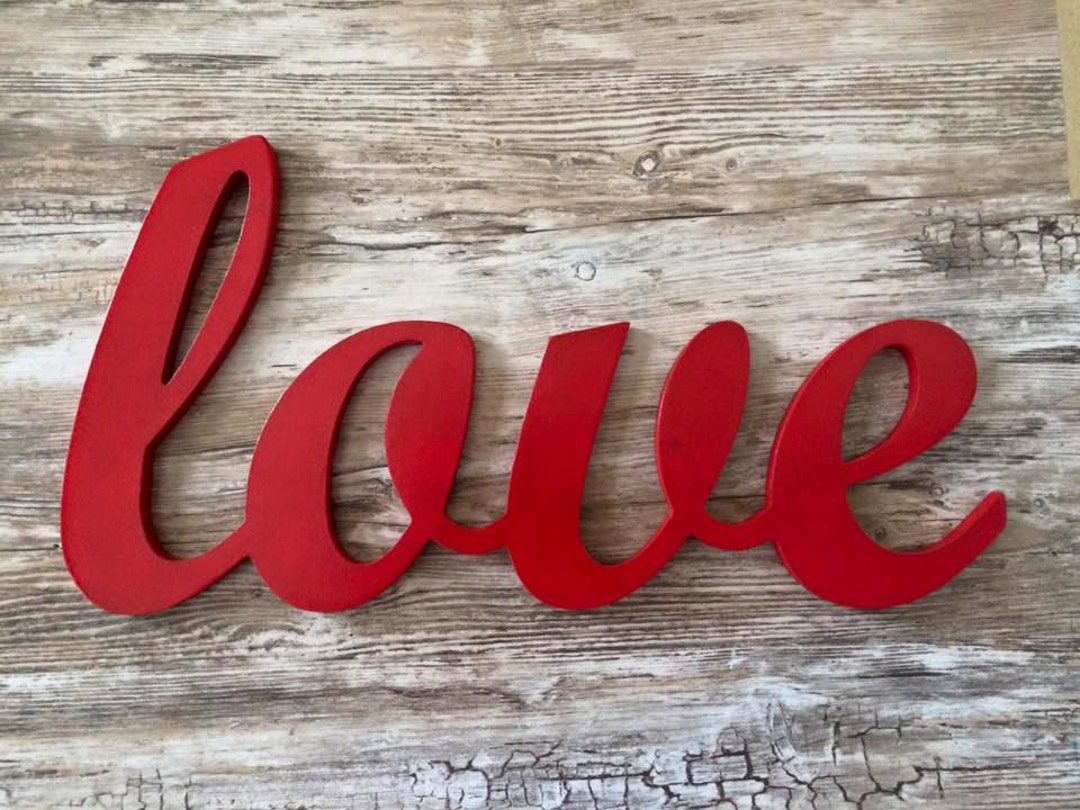 Love Painted Wooden Wood Love Letters Sign Valentine's Day Door Wreath ...