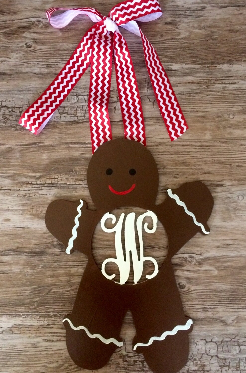 Wood Gingerbread Man Christmas Monogram Door Decoration - Etsy