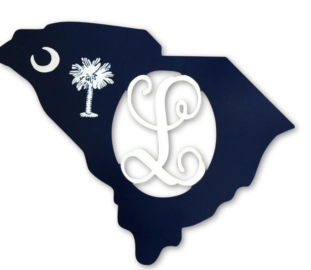 Custom South Carolina Hand Painted Wood State Letter Monogram Door ...