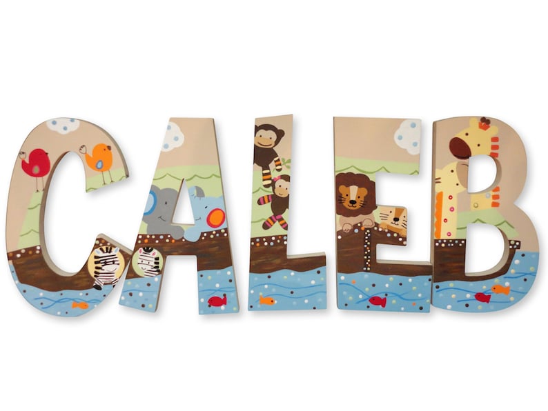 Noahs Ark Animal Noah Custom Hand Painted Nursery Letters Nursery Wall ...
