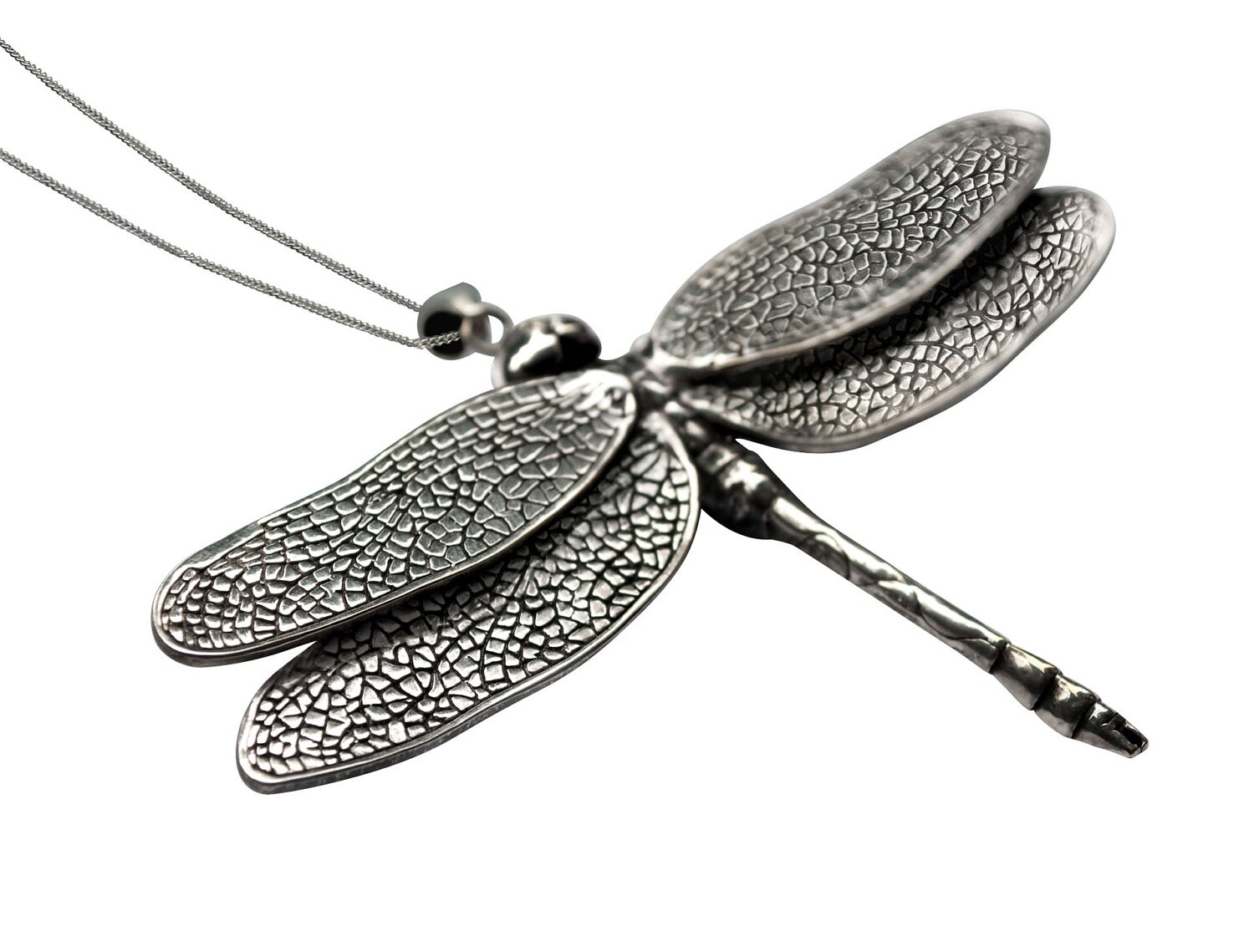 Dragon Fly Necklace Silver large - Etsy