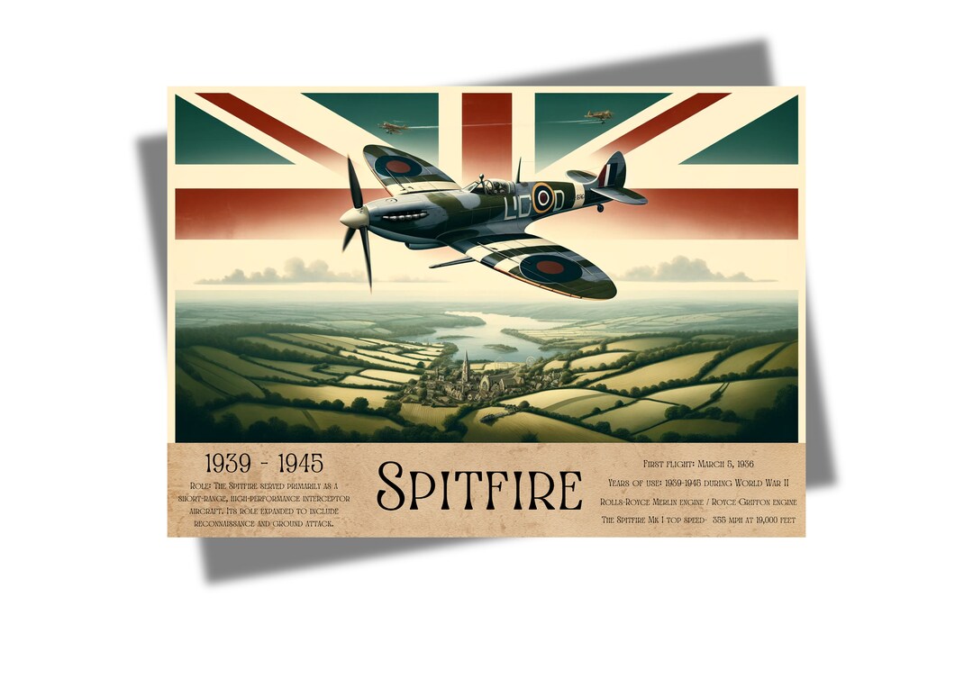 Spitfire Poster, War, Aircraft WW2, WWII Limited Edition Collectible ...