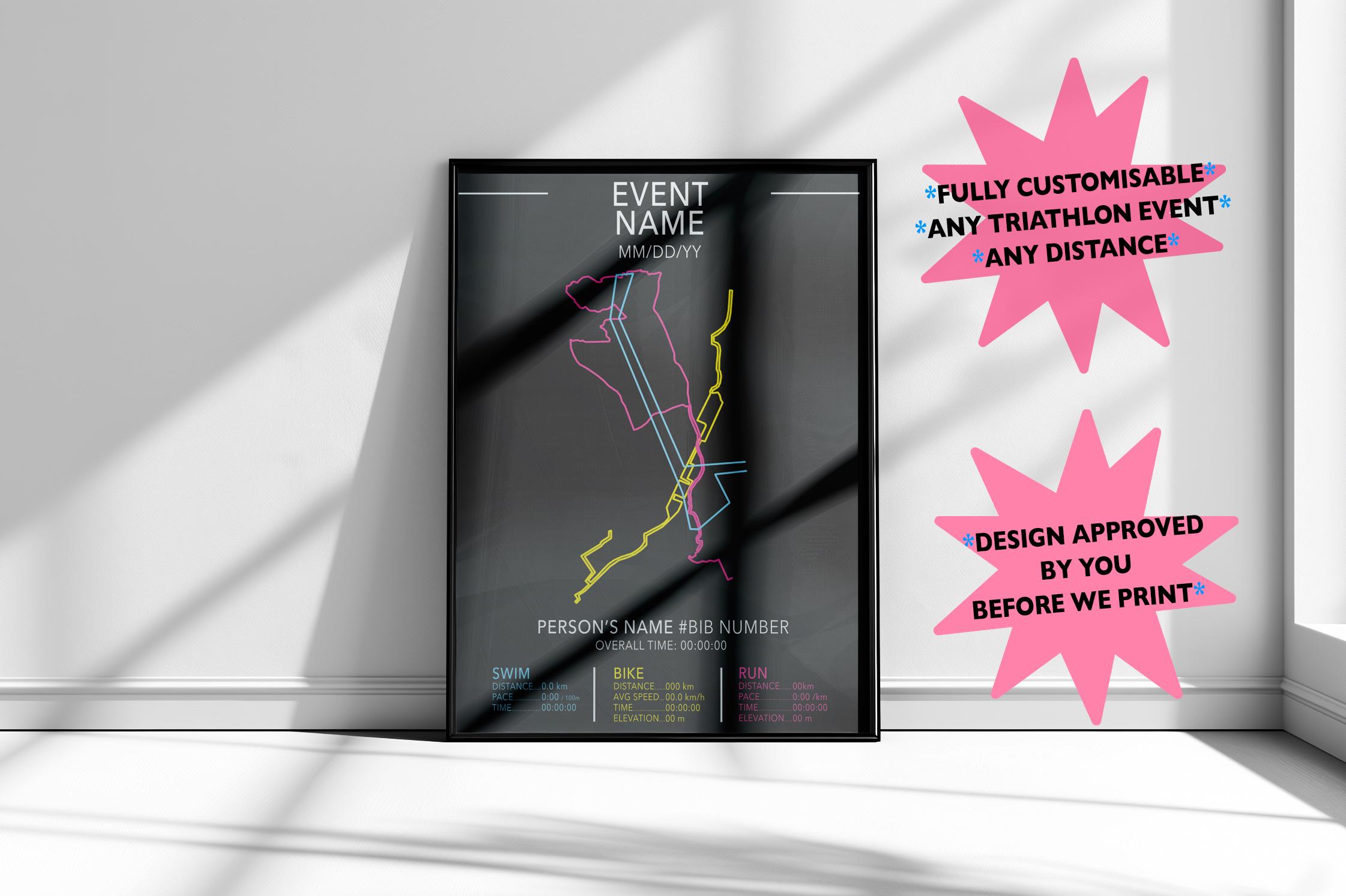 Personalised Triathlon Bespoke Poster: Custom Race Print - Etsy UK