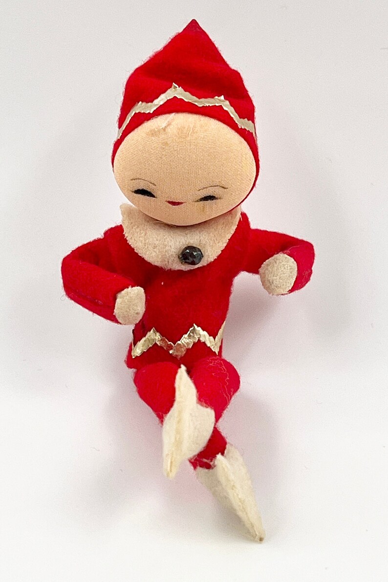 Vintage Bendable Red Felt Christmas Pixie Elf With Gold - Etsy