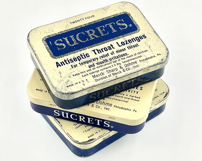 Set of 3 Vintage Metal Sucrets Tins - Etsy