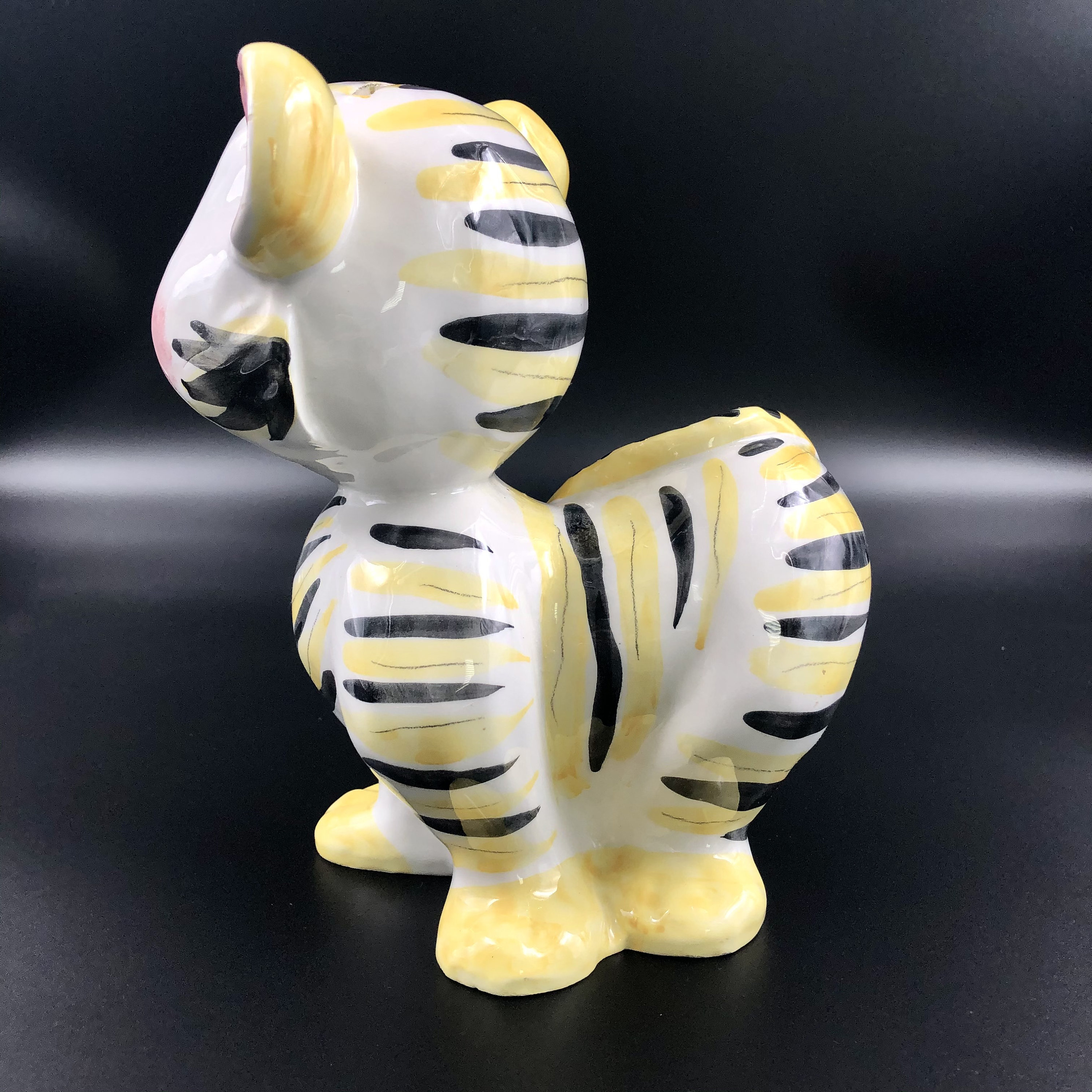 Ceramic Tiger Bank Hand Painted With Yellow & Black Stripes | Etsy