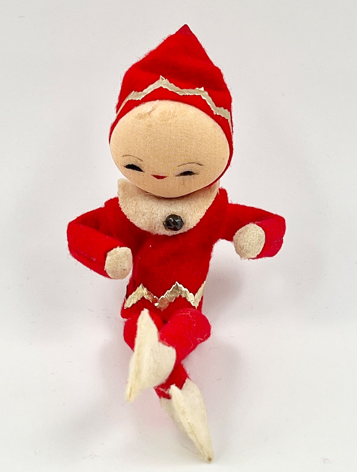 Vintage Bendable Red Felt Christmas Pixie Elf With Gold - Etsy