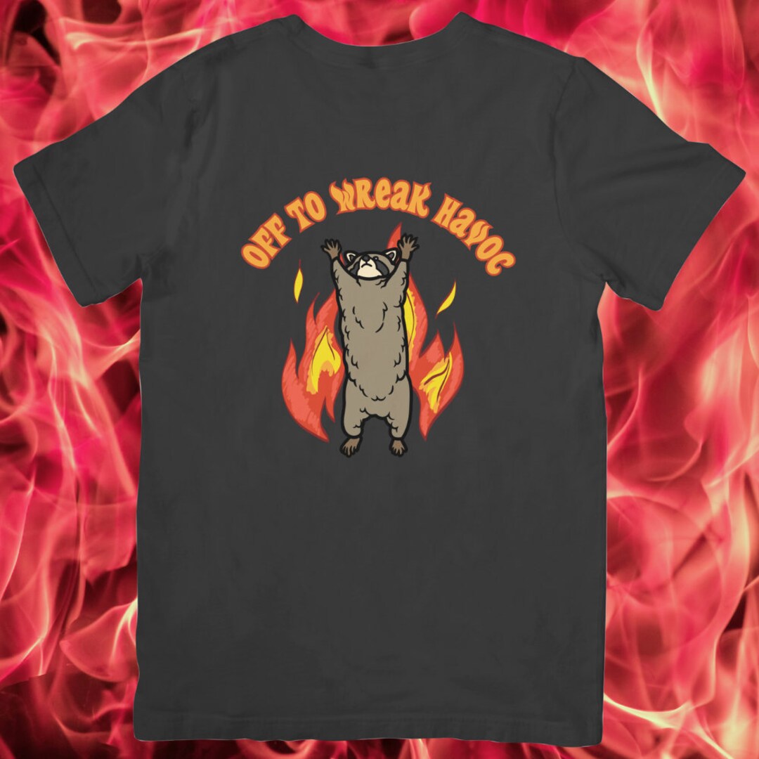Off to Wreak Havoc Cute Chaotic Evil Raccoon Devil Demon Unisex T-shirt ...