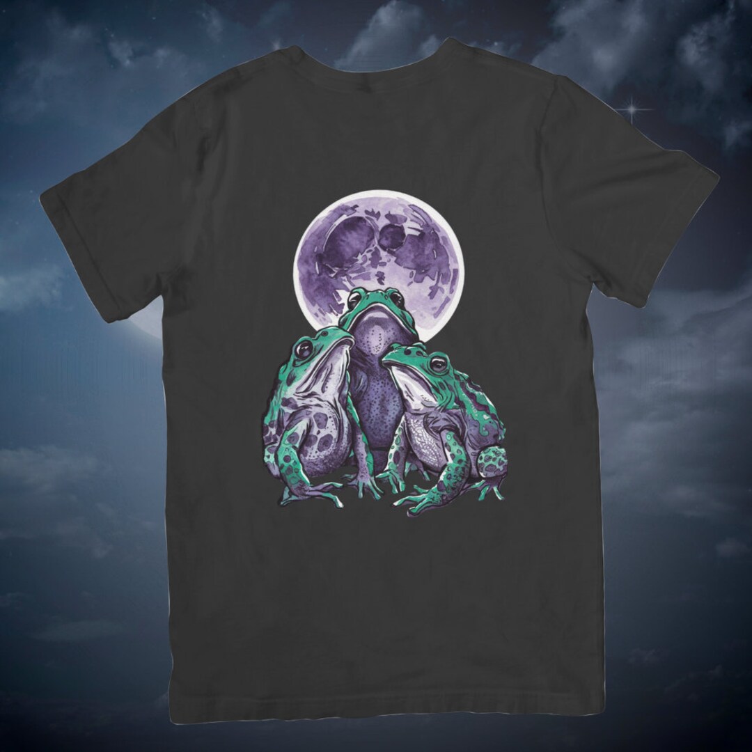 Toad Frogs Howling at Moon Watercolor Unisex T-shirt, Retro Vintage ...