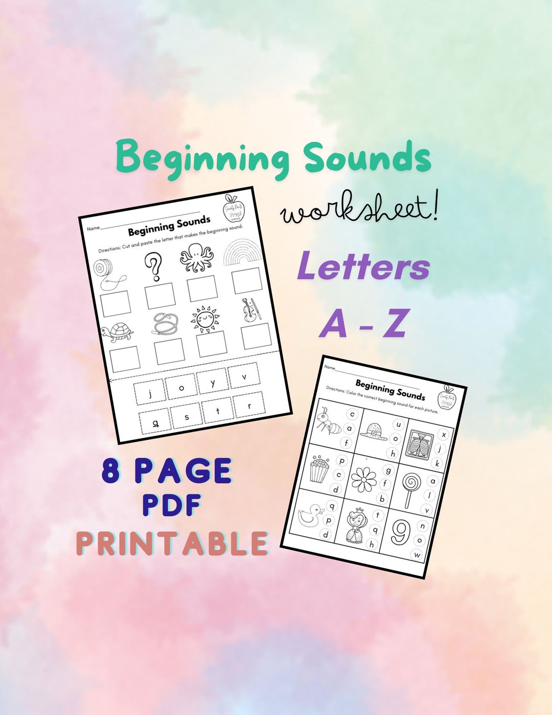 DIGITAL - Beginning Sounds Printable Worksheet - Digital Phonics ...