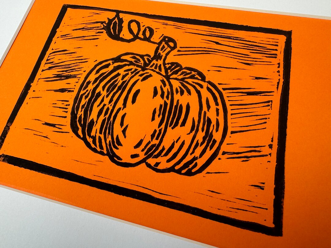 Original Mounted Pumpkin Linocut / Lino Print - Etsy