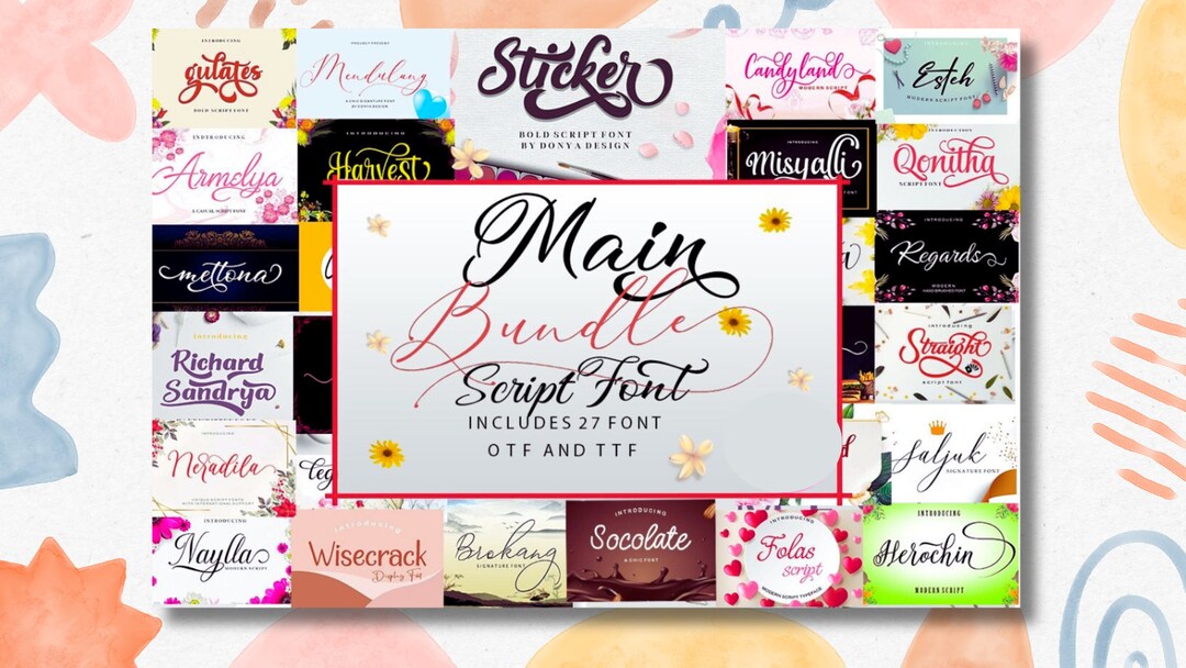 Main Script Font Bundle, Display Font, Cricut Font, Vintage Font, Baby ...