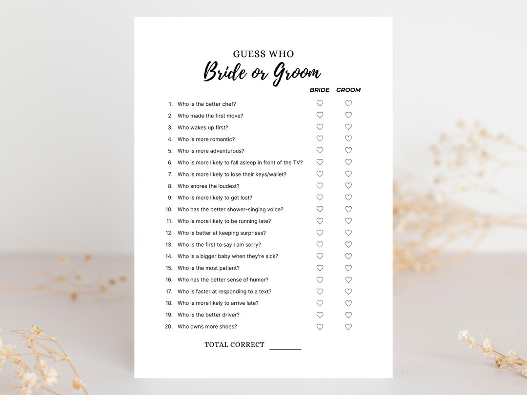 Guess Who Bride or Groom Game Template - Etsy
