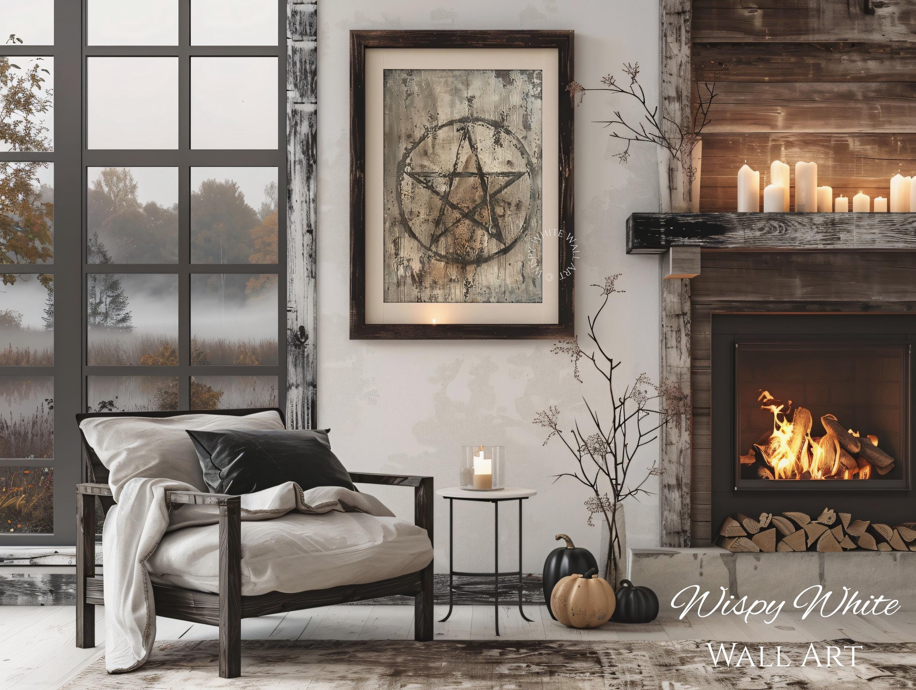 Printable Pentagram Pentacle Pagan Wiccan Art Gift | Rustic Halloween ...