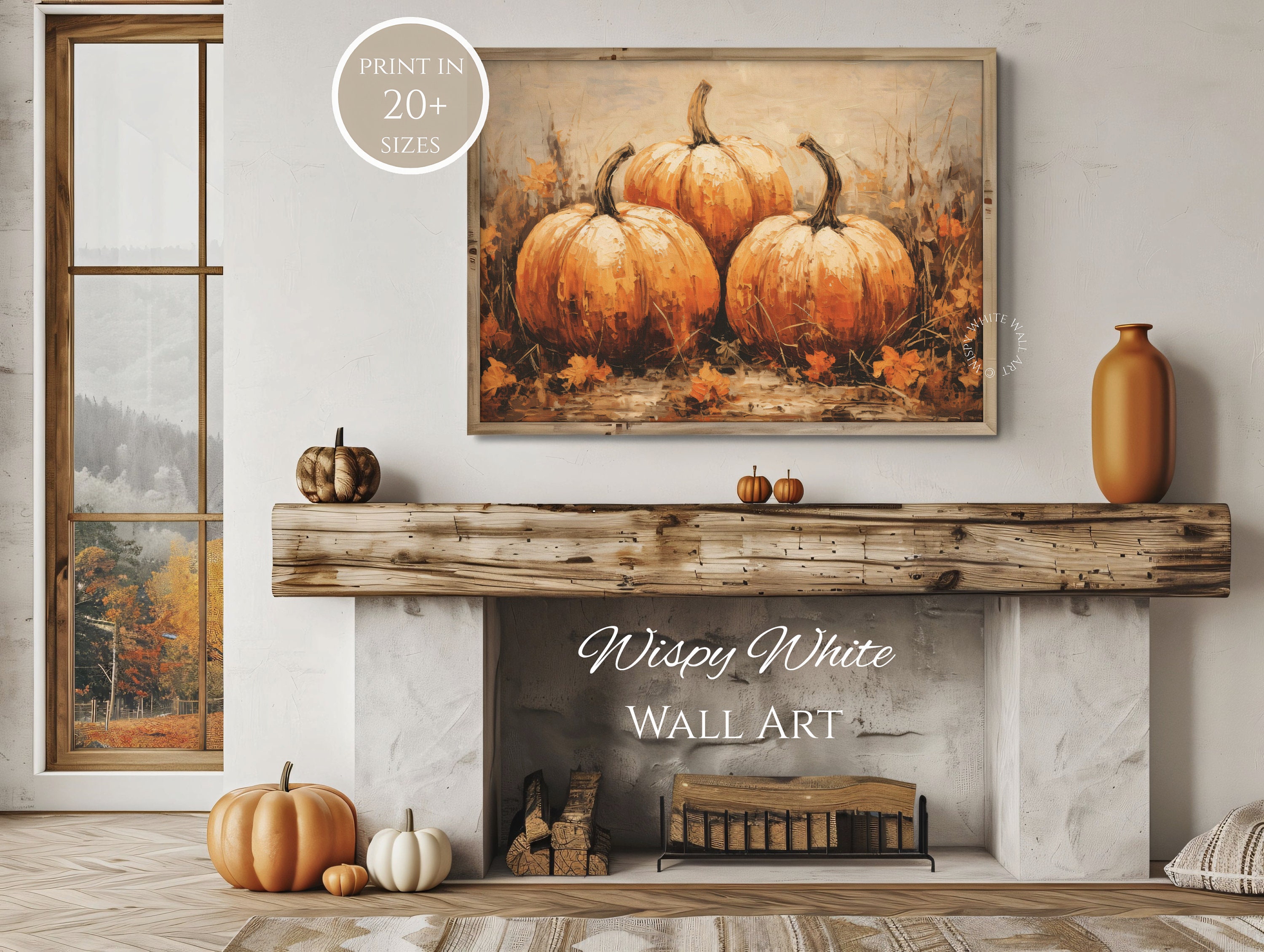 Rustic Fall Pumpkin Digital Download Print Vintage Style Autumn Decor ...