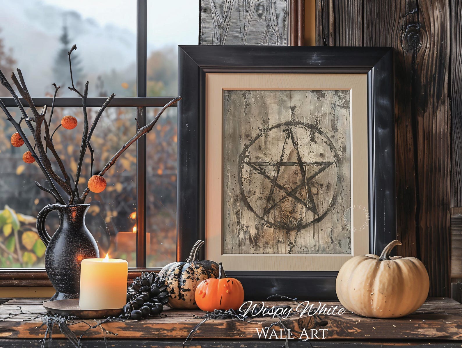 Printable Pentagram Pentacle Pagan Wiccan Art Gift | Rustic Halloween ...