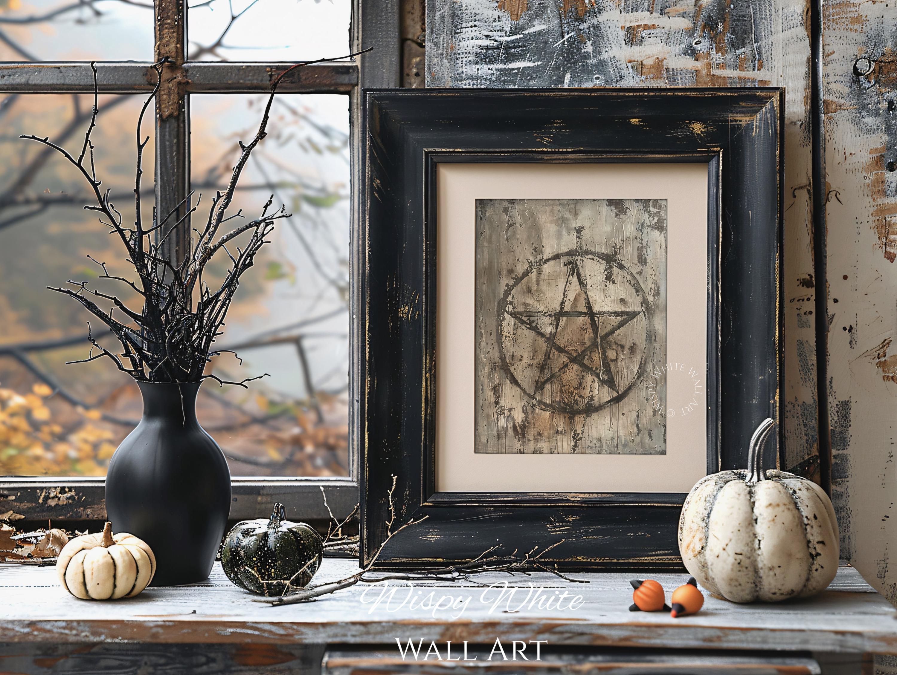 Printable Pentagram Pentacle Pagan Wiccan Art Gift | Rustic Halloween ...