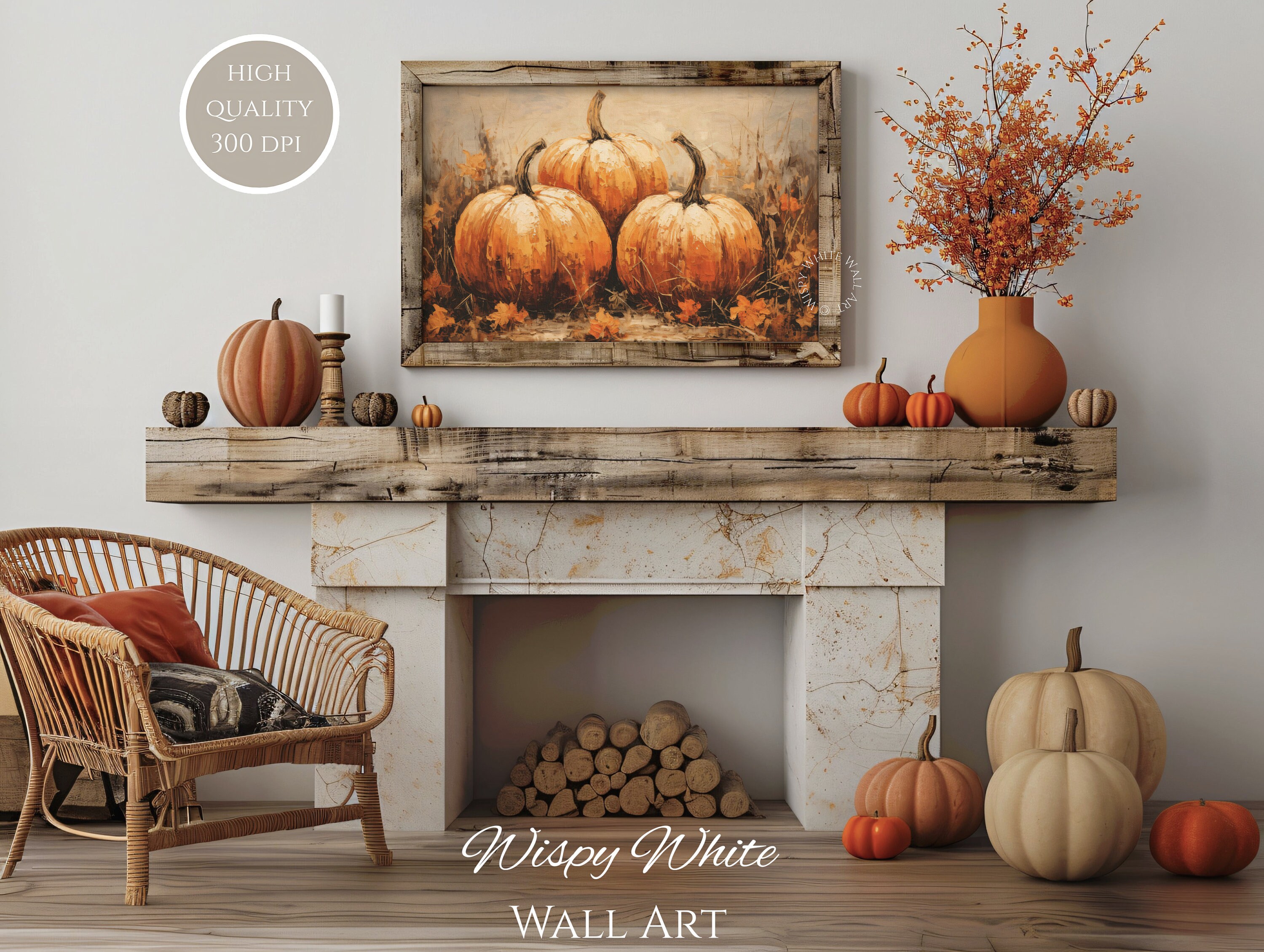 Rustic Fall Pumpkin Digital Download Print Vintage Style Autumn Decor ...