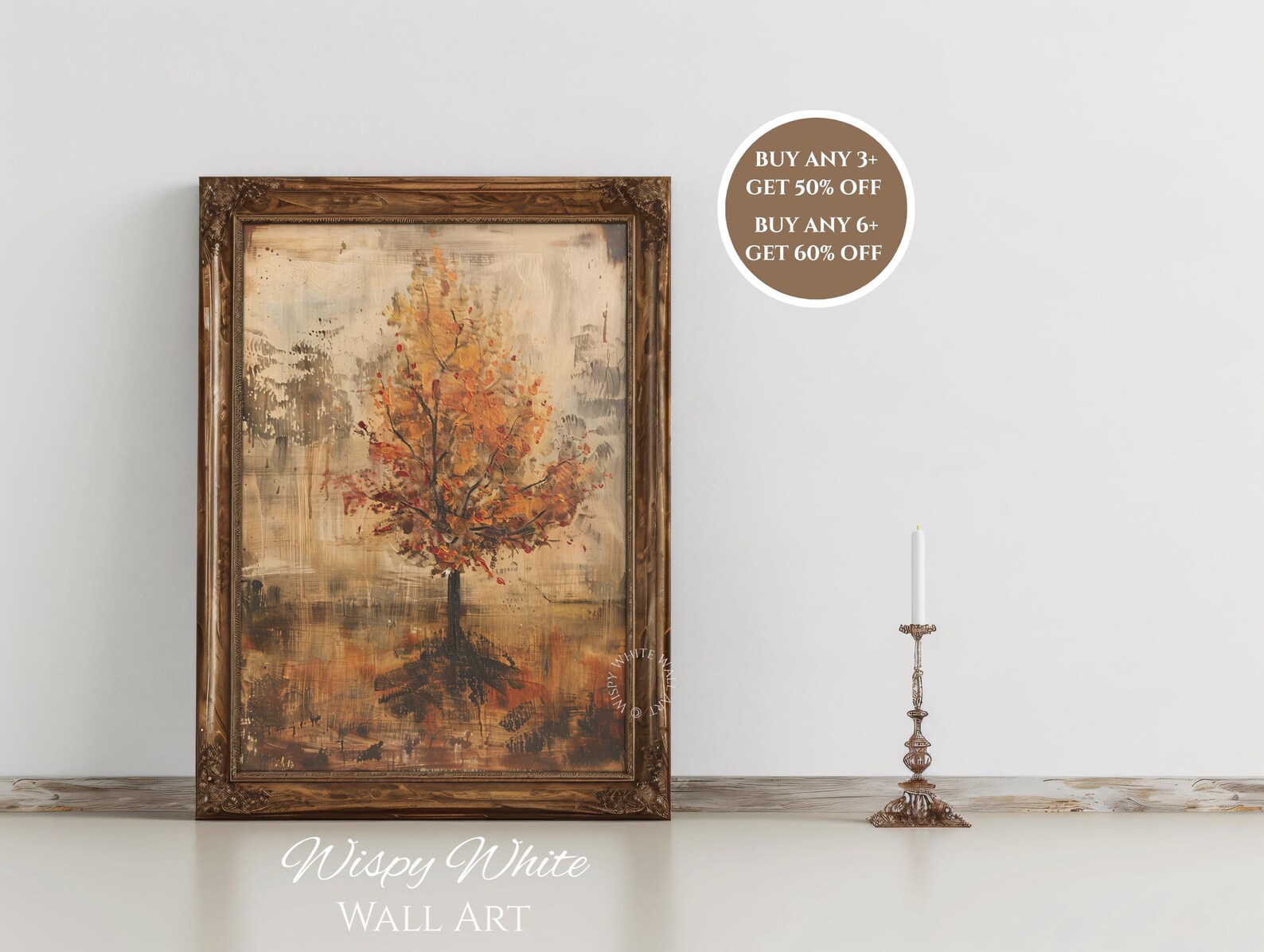 Printable Rustic Fall Tree Autumn Painting | Rustic Fall Digital ...