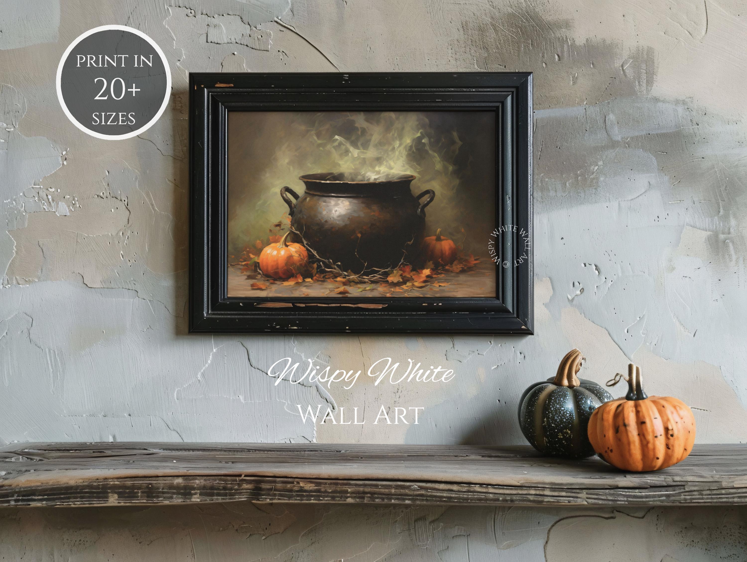 Printable Halloween Witch Cauldron Wall Art Spooky Painting Digital ...