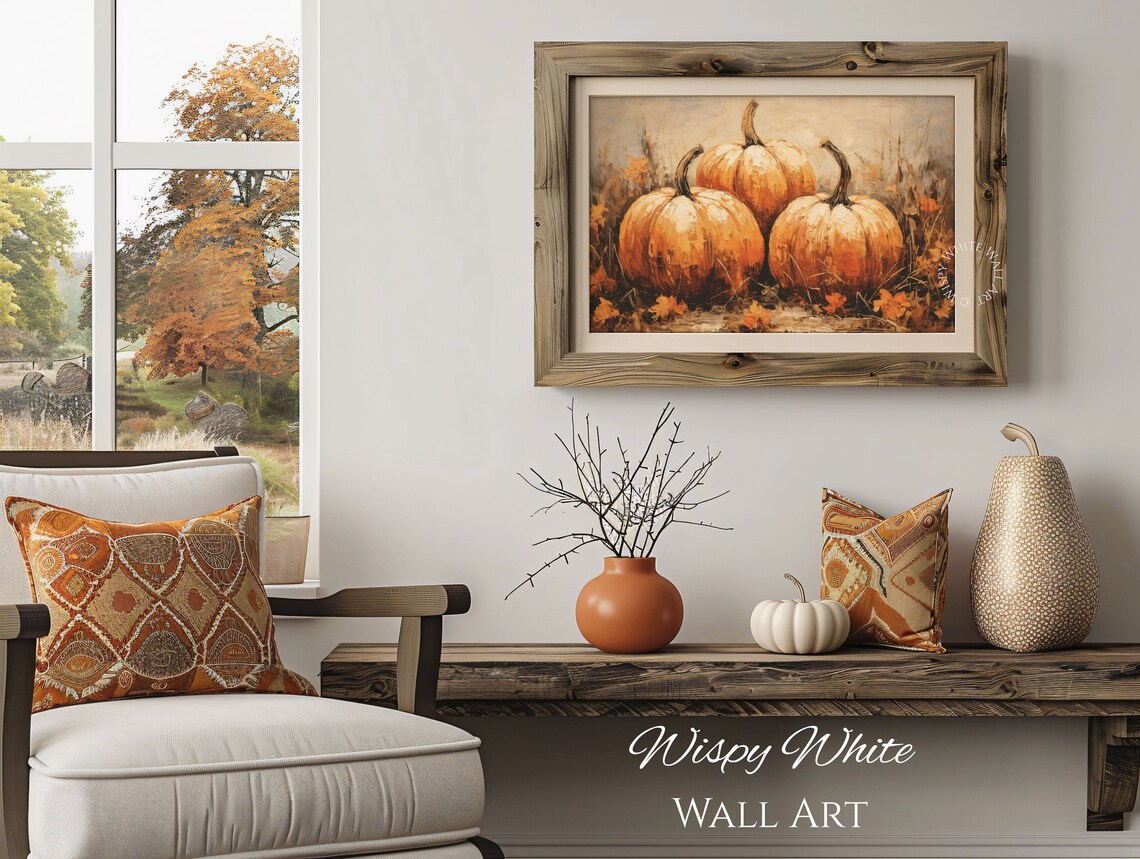 Rustic Fall Pumpkin Digital Download Print Vintage Style Autumn Decor ...