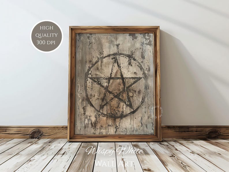 Printable Pentagram Pentacle Pagan Wiccan Art Gift | Rustic Halloween ...