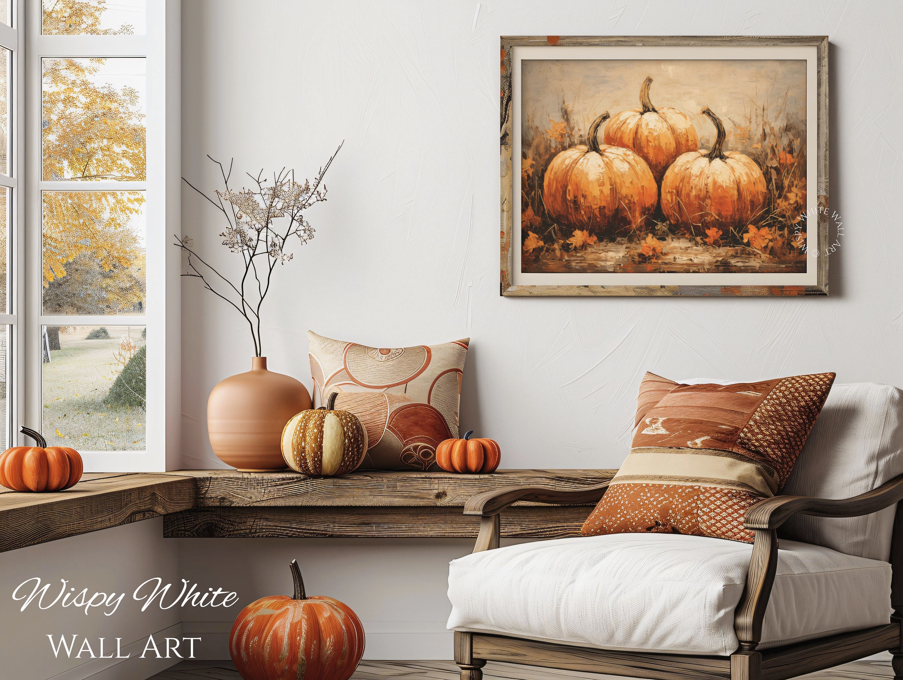 Rustic Fall Pumpkin Digital Download Print Vintage Style Autumn Decor ...