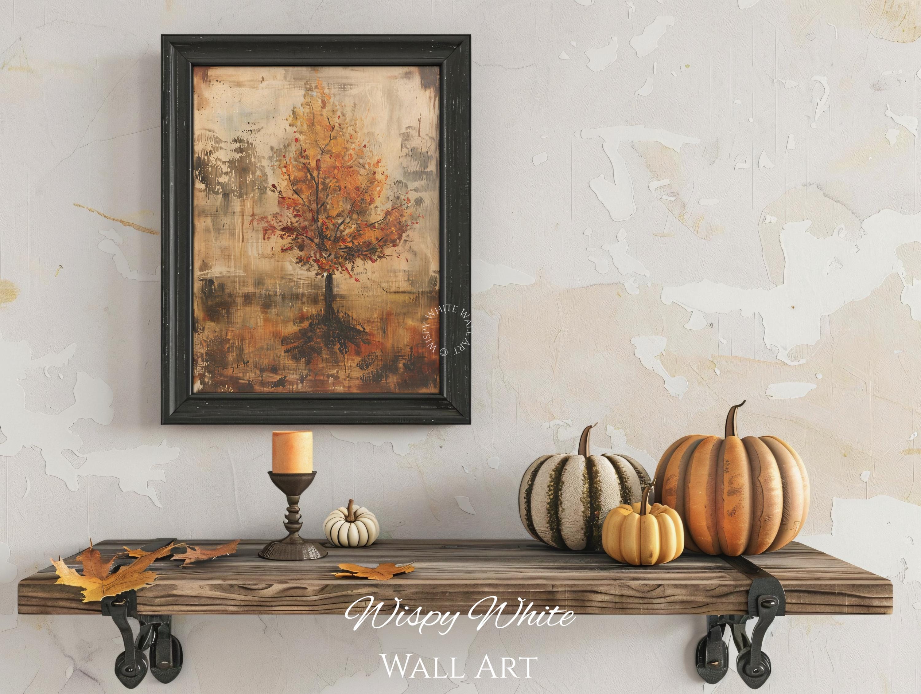 Printable Rustic Fall Tree Autumn Painting | Rustic Fall Digital ...