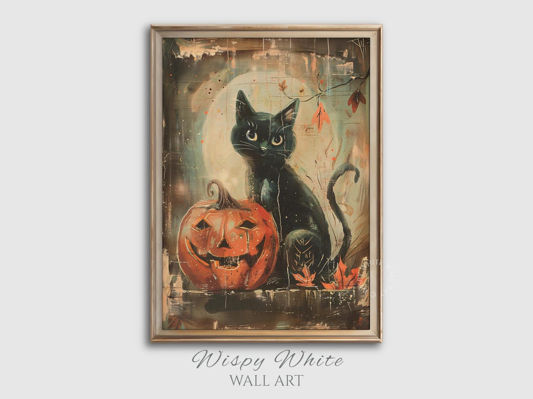 Printable Black Cat Jack O Lantern Pumpkin Halloween Gift | Instant ...