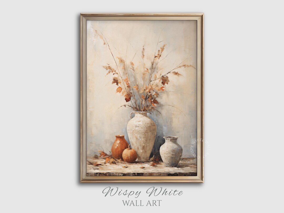 Printable Fall Flower Vase Still Life Wall Art | Fall Flowers Painting ...
