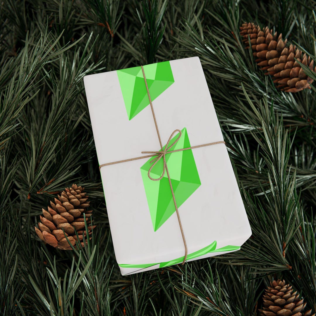 Plumbob Wrapping Paper Sims 4 Lovers Gift Wrap, Simlish Design Gift ...