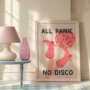 All Panic No Disco Disco Ball Retro Print, Trendy Wall Art, Typography ...