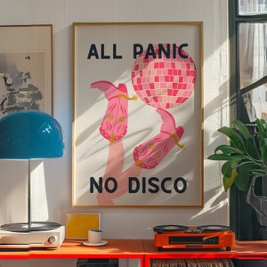 All Panic No Disco Disco Ball Retro Print, Trendy Wall Art, Typography ...