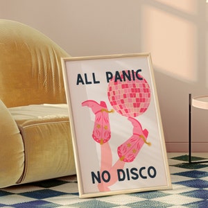 All Panic No Disco Disco Ball Retro Print, Trendy Wall Art, Typography ...