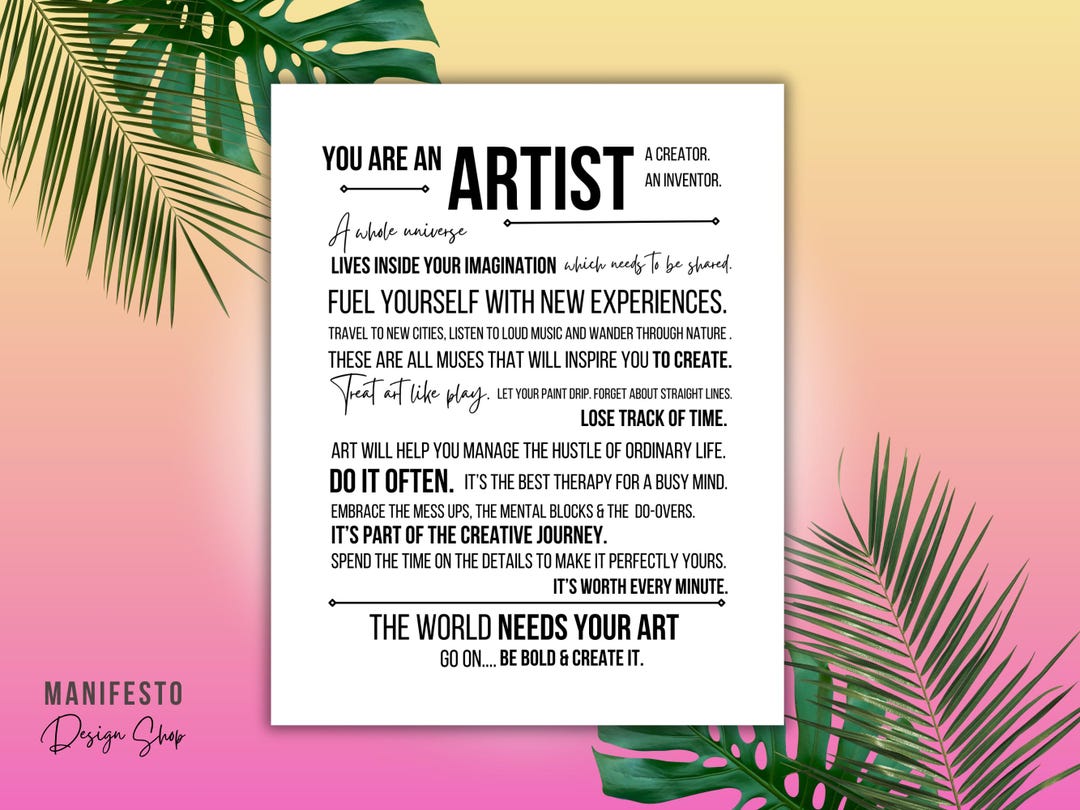 Artist Manifesto - Art for Artist's Studio - Gift for Artist - Etsy