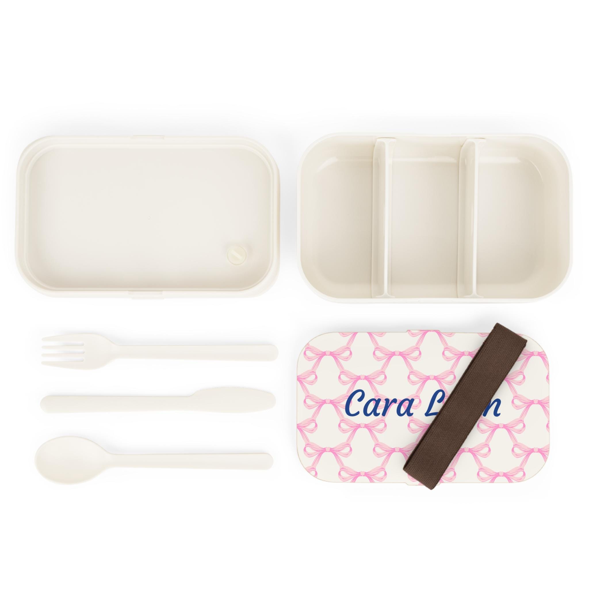 Personalized Bento Lunch Box With Pink Bows, Cute Lunch Container for ...