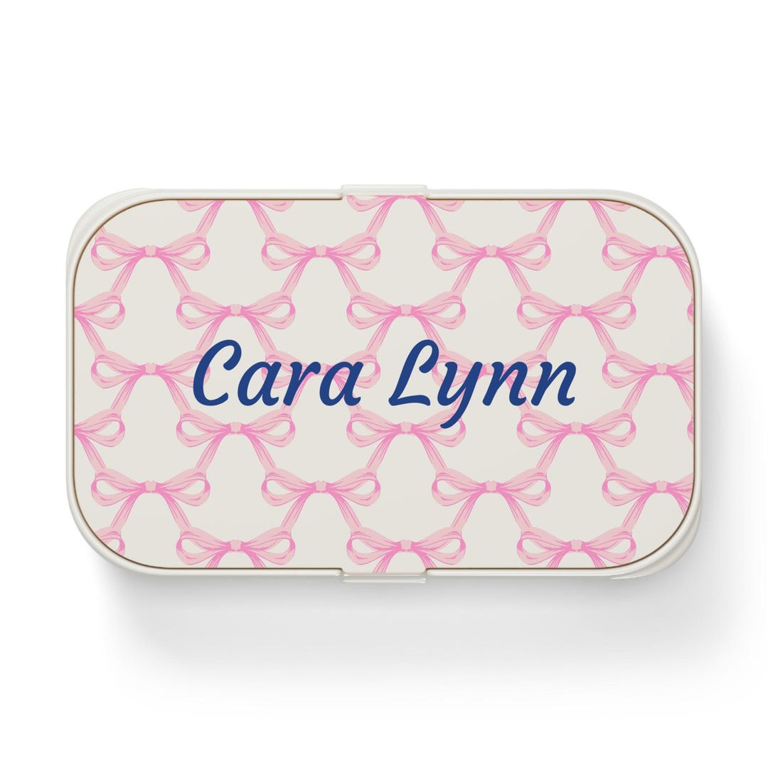 Personalized Bento Lunch Box With Pink Bows, Cute Lunch Container for ...
