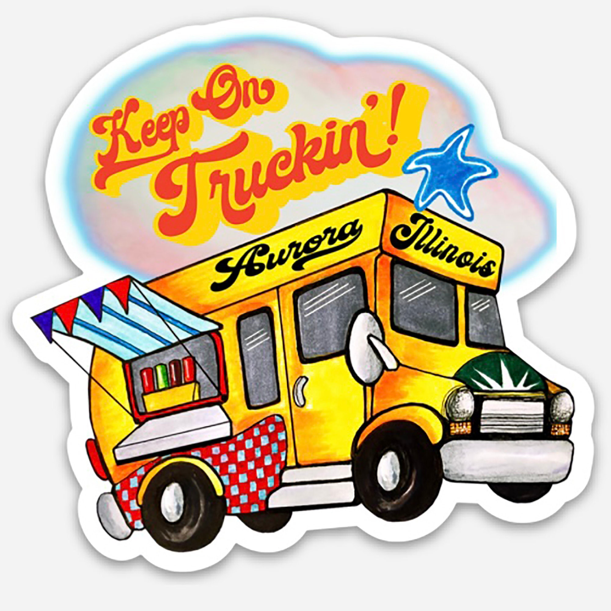 Food Truck Love Vinyl Sticker 6 Pack, Classic Food Truck Foods, Durable ...