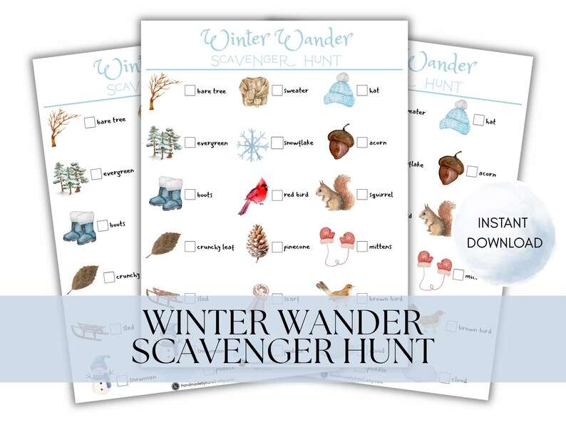 Winter Wander Scavenger Hunt Printable | Fun Outdoor Activity for Kids ...