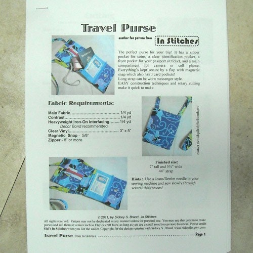 Travel PDF Purse Pattern Easy Instructions DIY Tutorial - Etsy