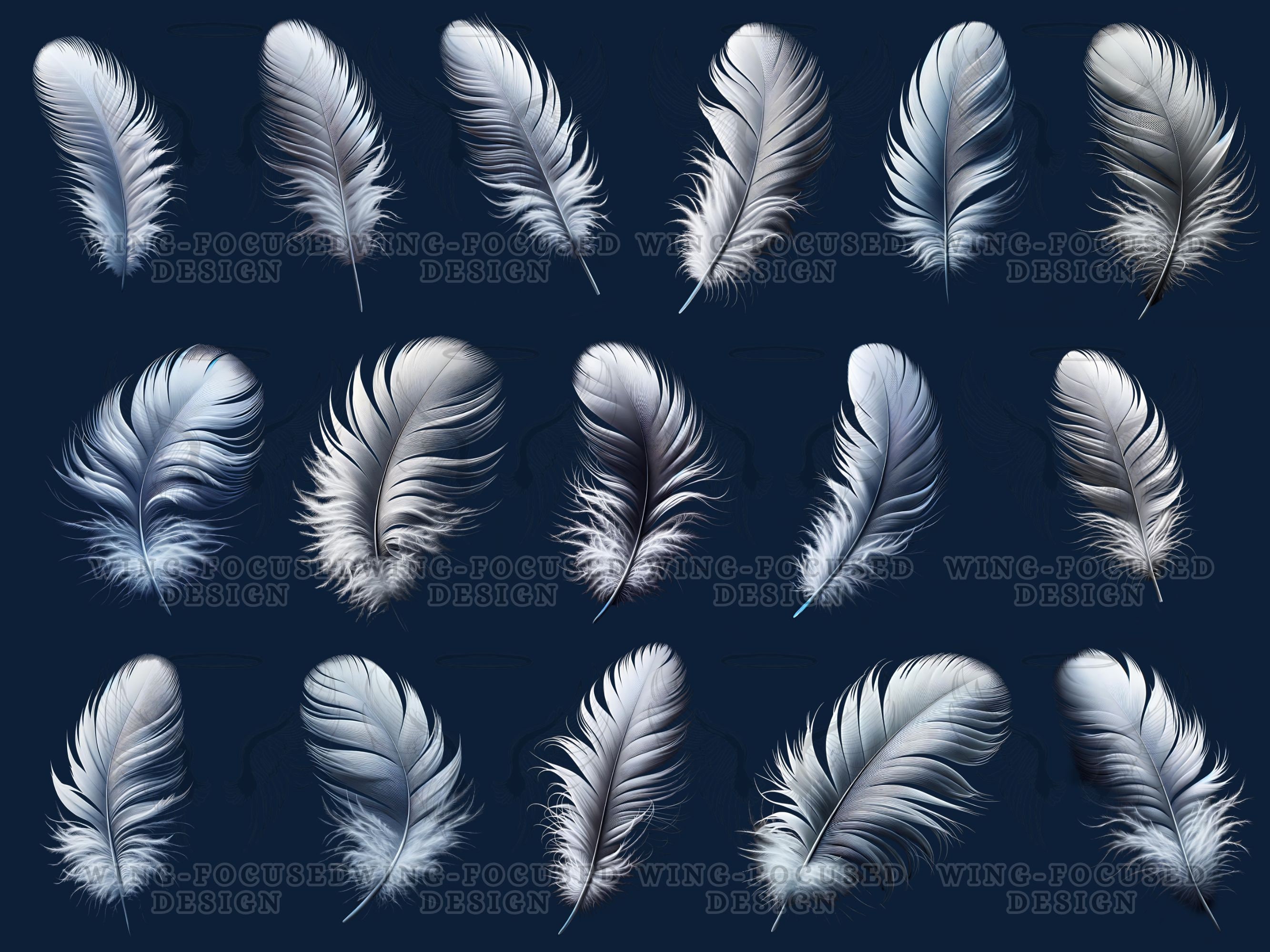 16 White Angel Feathers Realistic PNG Clip Art Heavenly Angel Wings ...