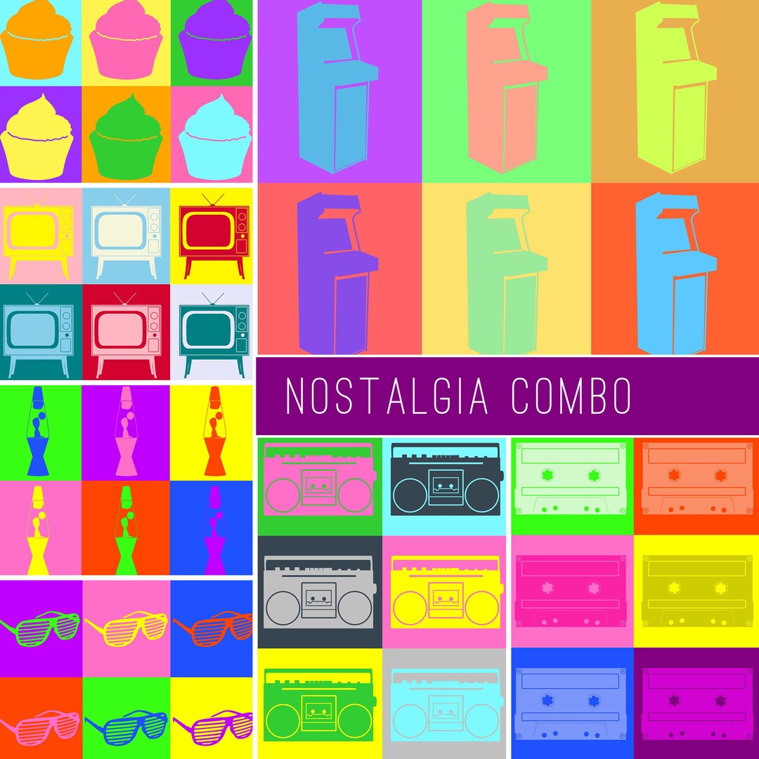 Nostalgia Wall Art Combo, Retro Pop Art Collection, 60% off Digital ...