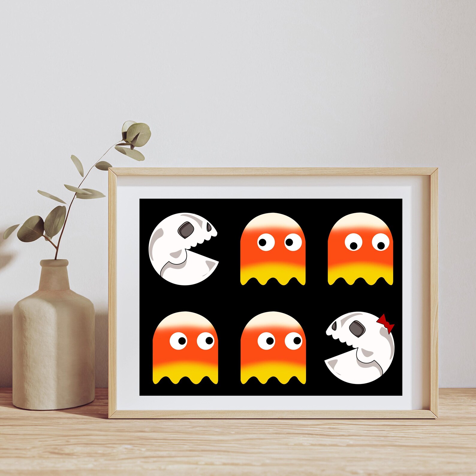 Halloween Skeleton Pac Man Candy Corn Ghosts, Digital Download ...