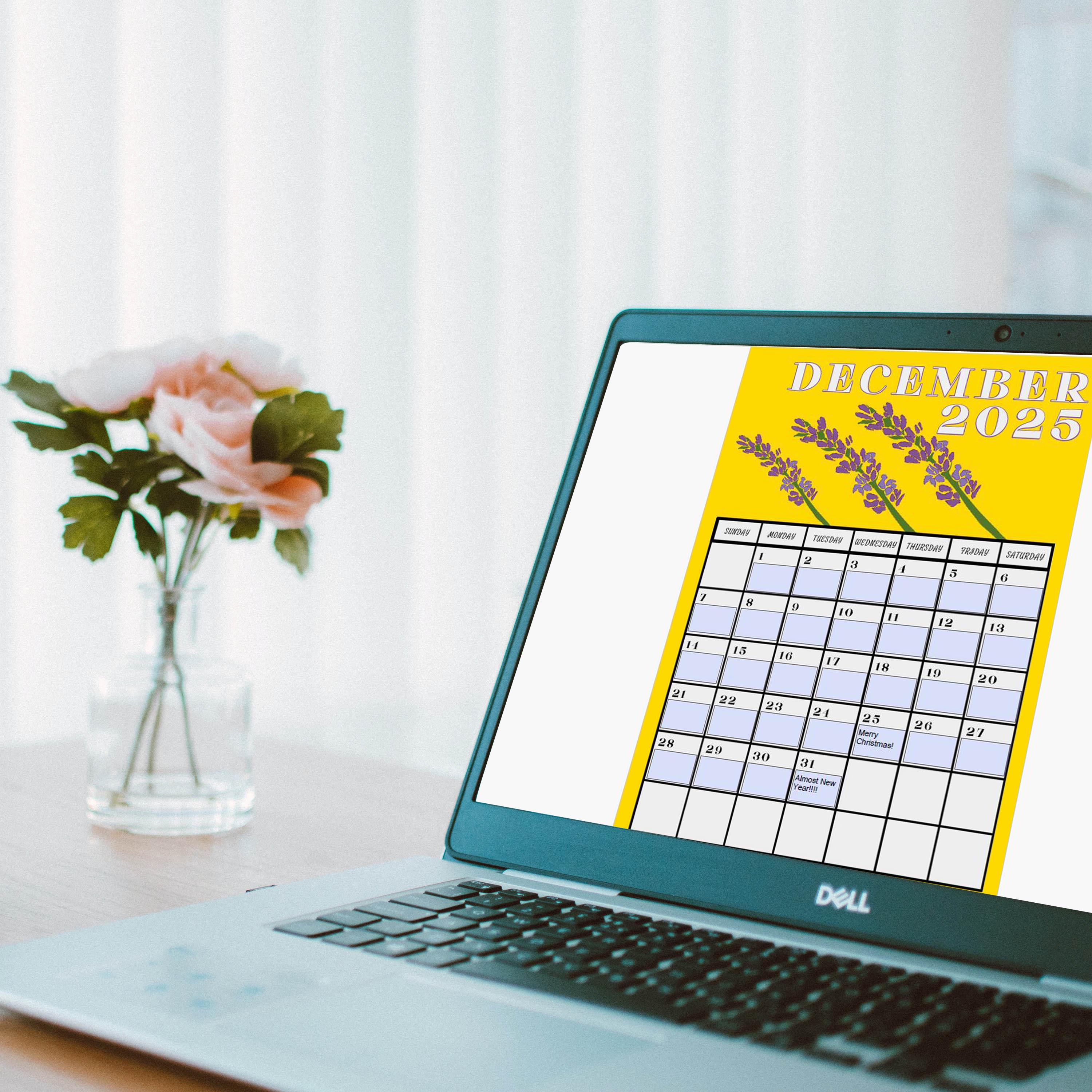 2025 Bright Floral Calendar A4 Printable and Fillable PDF Free 2024 ...