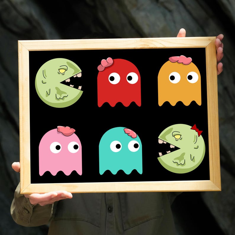 Zombie Pac-man Halloween Digital Art Spooky Ms. Pac-man & Ghosts ...