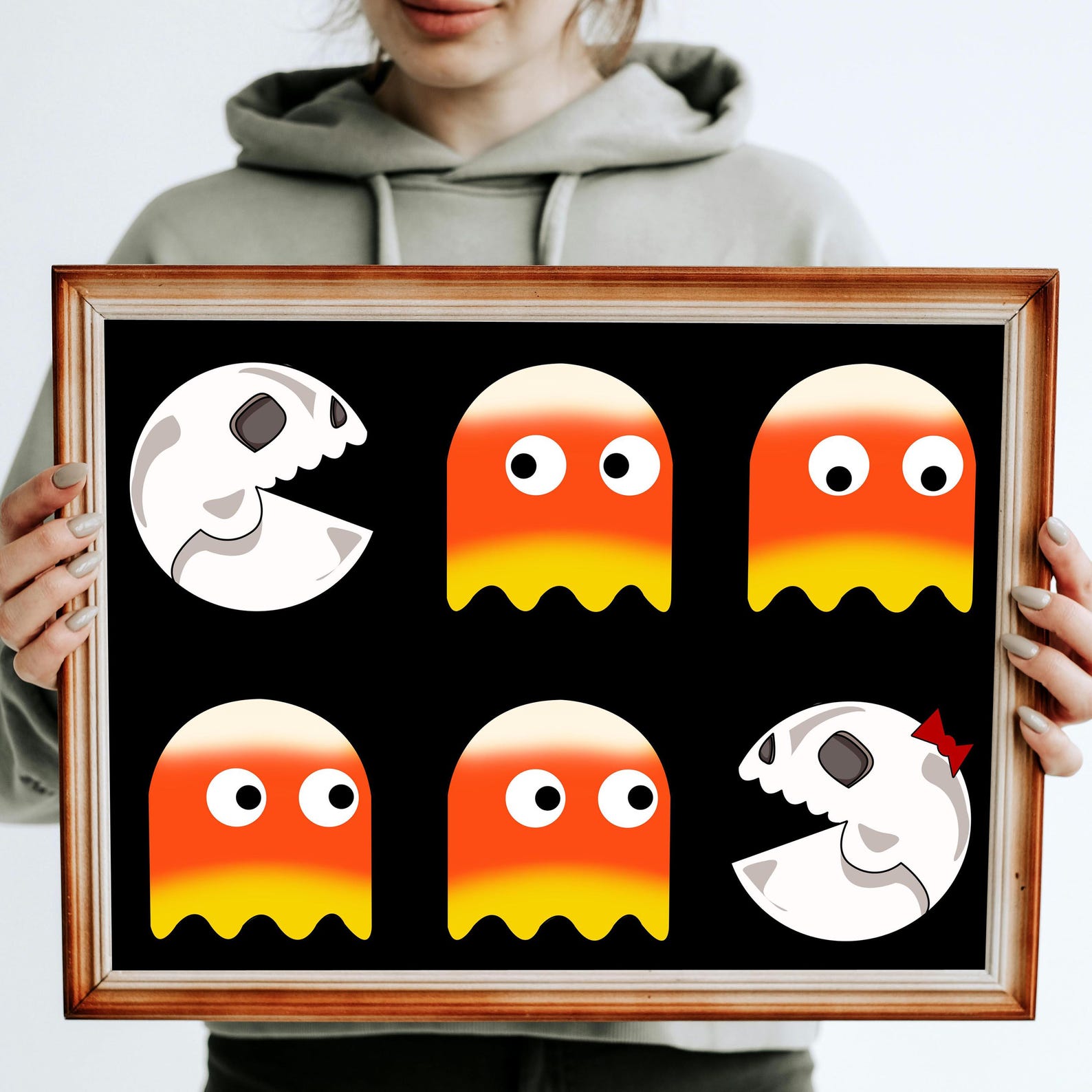 Halloween Skeleton Pac Man Candy Corn Ghosts, Digital Download ...