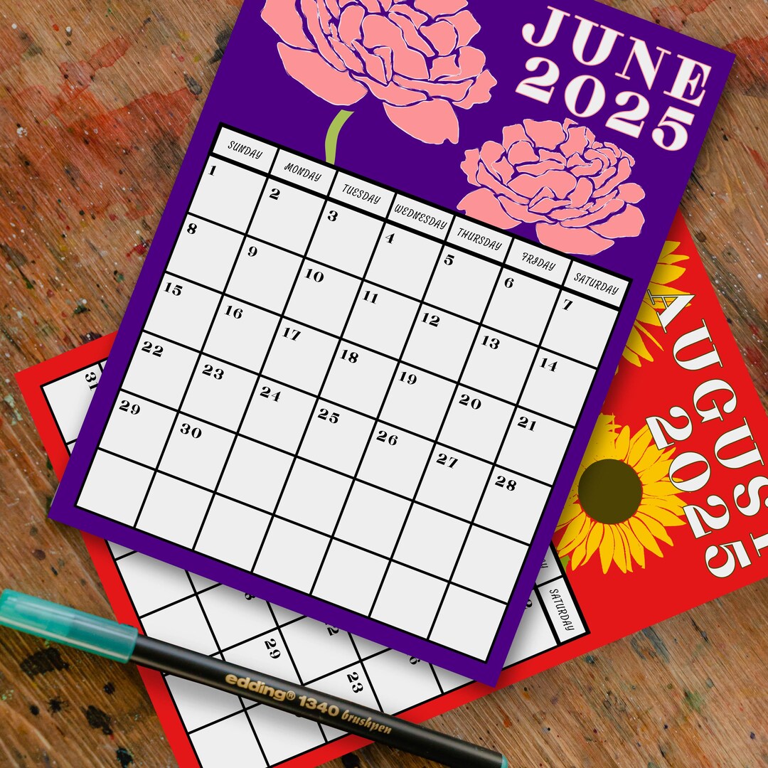2025 Bright Floral Calendar A4 Printable and Fillable PDF Free 2024 ...